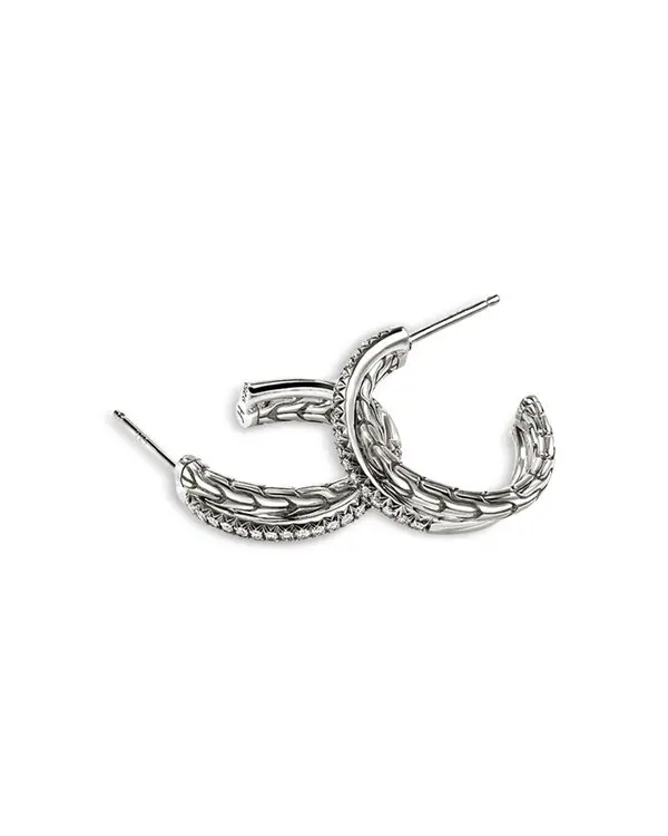 John Hardy Sterling Diamond Pave Crossover Earrings - Silver