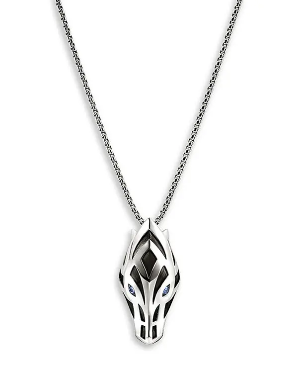John Hardy Sterling Silver Naga Sapphire Pendant Necklace - Blue/silver