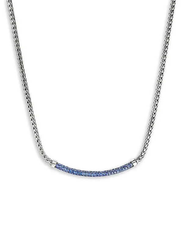 John Hardy Sterling Silver Sapphire Bar Necklace - Blue/silver