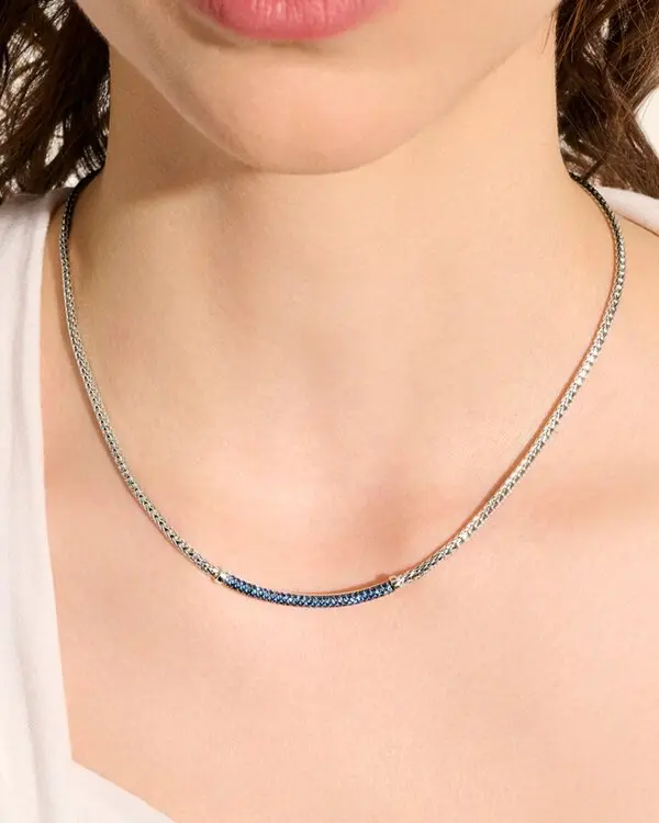 John Hardy Sterling Silver Sapphire Bar Necklace - Blue/silver