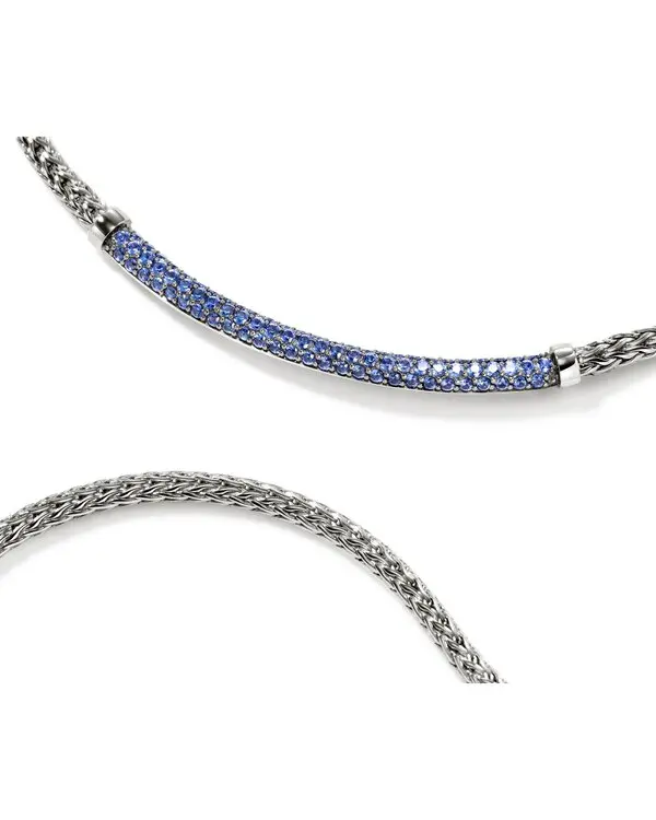 John Hardy Sterling Silver Sapphire Bar Necklace - Blue/silver