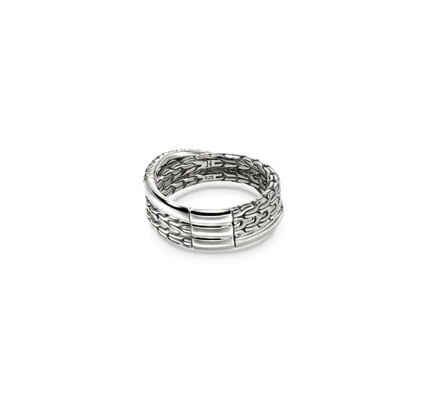 John Hardy Sterling Silver Black Sapphire Pave Crossover Ring - Black/silver