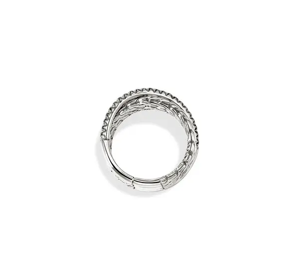 John Hardy Sterling Silver Black Sapphire Pave Crossover Ring - Black/silver
