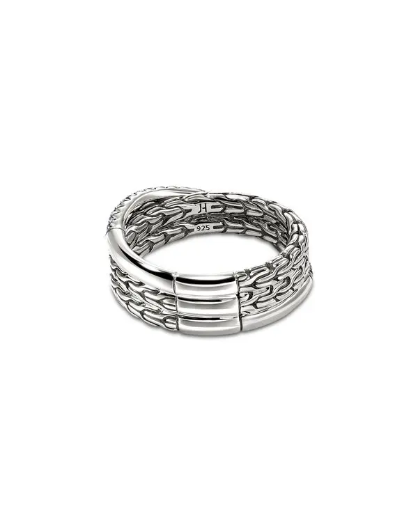 John Hardy Essentials Blue Sapphire Pave Crossover Ring - Silver