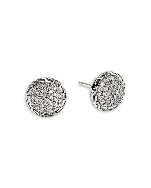 John Hardy Jh Essentials Diamond Pave Stud Earrings - Silver