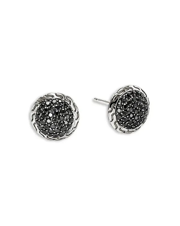 John Hardy Sterling Silver Sapphire Stud Earrings - Black/silver