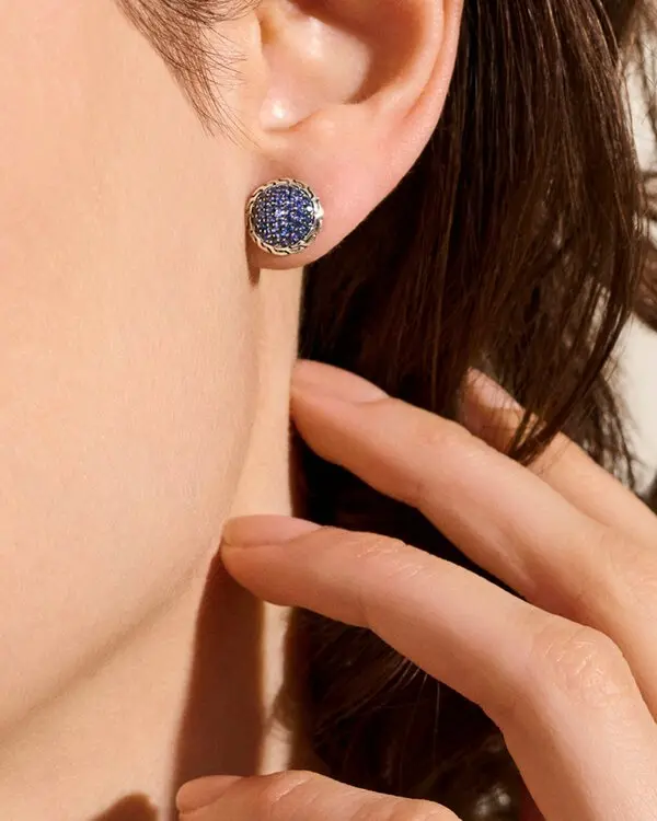John Hardy Sterling Silver Jh Essentials Sapphire Stud Earrings - Blue/silver