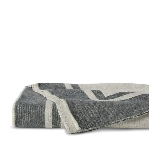 SFERRA Viletta Cotton, Wool & Cashmere Blend Throw - Oat/charcoal