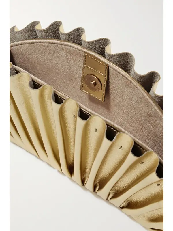 Cult Gaia Nala Ruched Leather Clutch - Gold