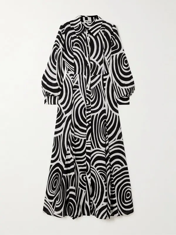 Rixo Maddison Printed Voile Midi Shirt Dress
