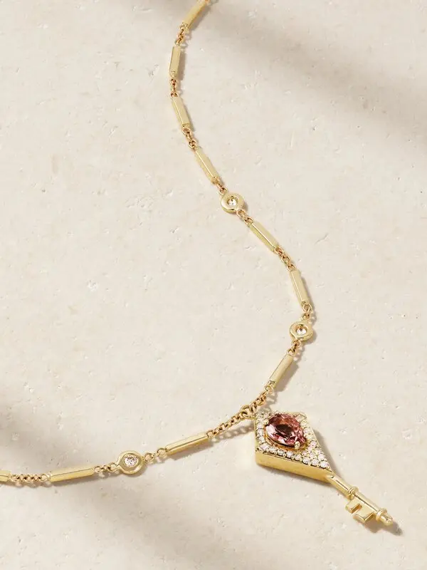 Jacquie Aiche 14-karat Diamond And Tourmaline Necklace - Gold