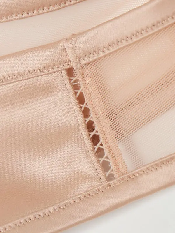 ERES Splendide Tulle-trimmed Silk-satin Thong