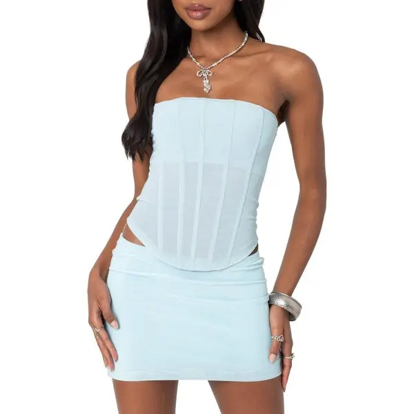 EDIKTED Vega Strapless Mesh Corset Top