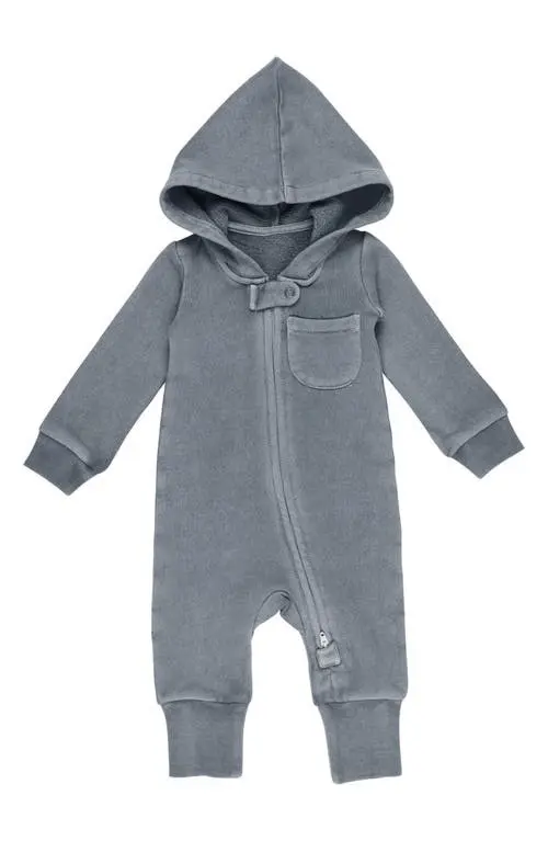 L'OVEDBABY Hooded Organic Cotton Zip Romper - Moonstone