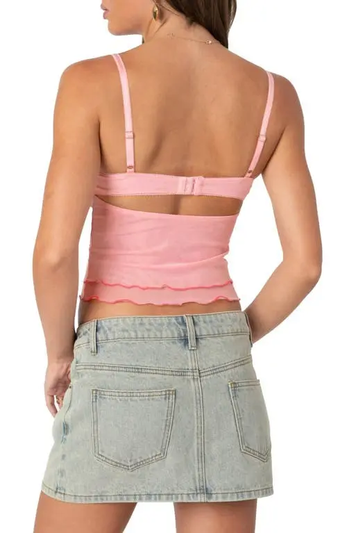 EDIKTED Embroidered Floral Cutout Lace Crop Top