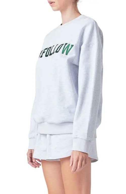 GREY LAB Unfollow Appliqué Graphic Sweatshirt