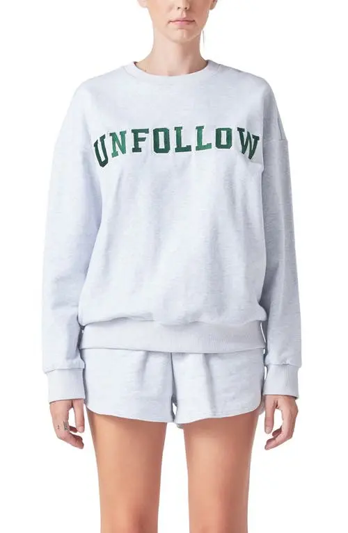 GREY LAB Unfollow Appliqué Graphic Sweatshirt