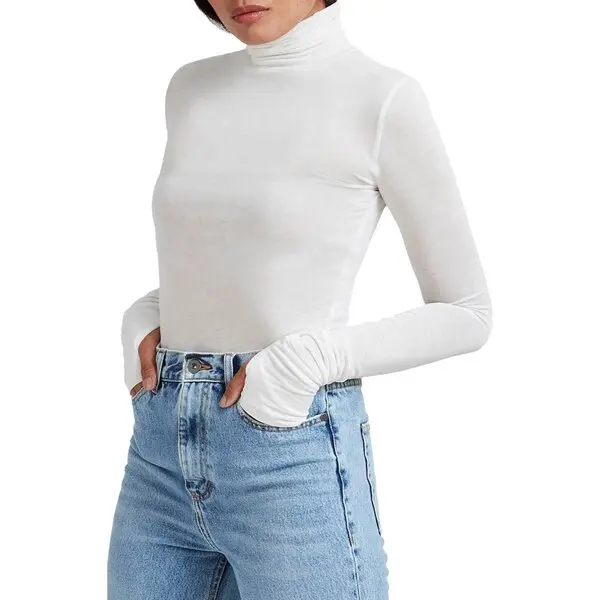 MARCELLA Eloise Turtleneck Semisheer Jersey Top - Off White