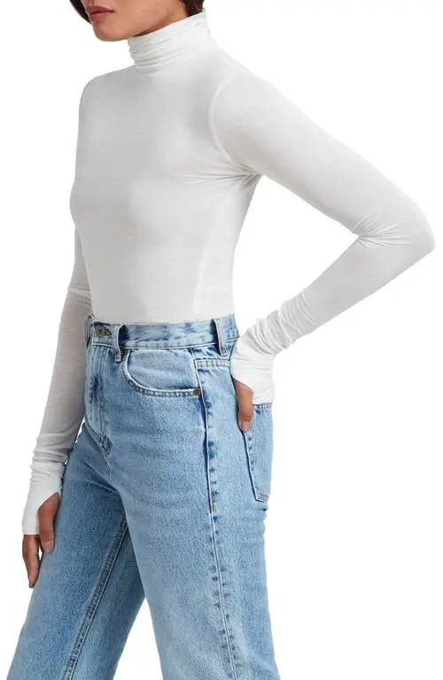 MARCELLA Eloise Turtleneck Semisheer Jersey Top - Off White