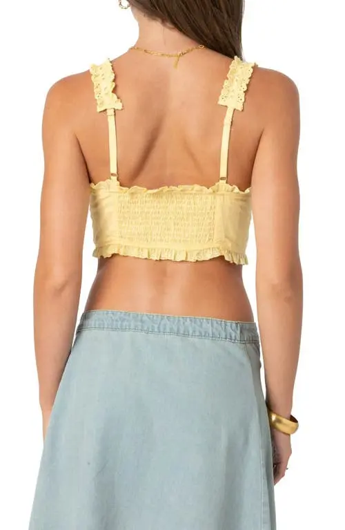 EDIKTED Eyelet Ruffle Crop Top