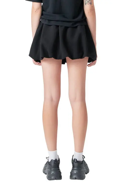 GREY LAB Bubble Hem Scuba Knit Drawstring Mini Skirt - Black