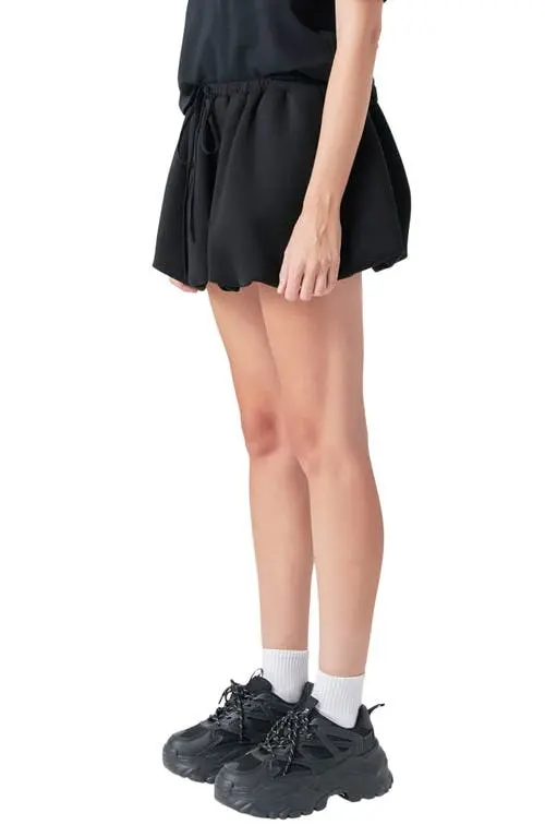 GREY LAB Bubble Hem Scuba Knit Drawstring Mini Skirt - Black