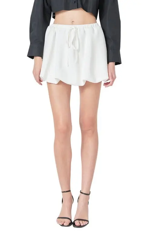 GREY LAB Bubble Hem Scuba Knit Drawstring Mini Skirt
