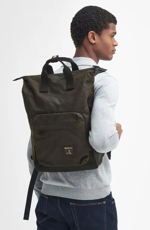 Barbour Field Water Resistant Waxed Cotton Backpack