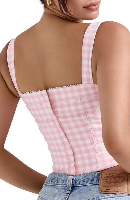 House Of Cb Lottie Gingham Corset Top - Rose Shadow