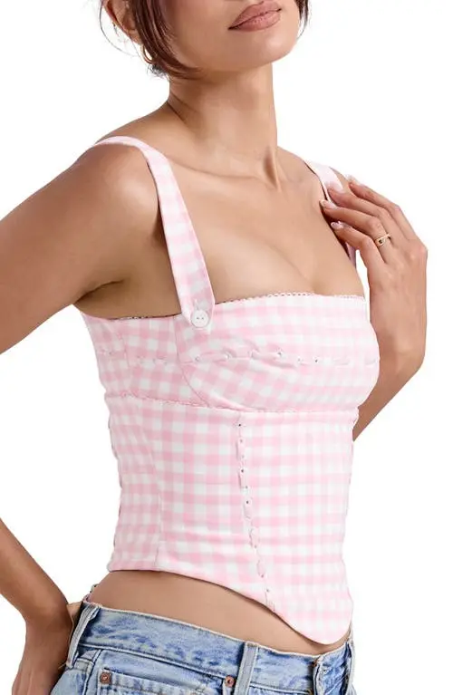House Of Cb Lottie Gingham Corset Top - Rose Shadow