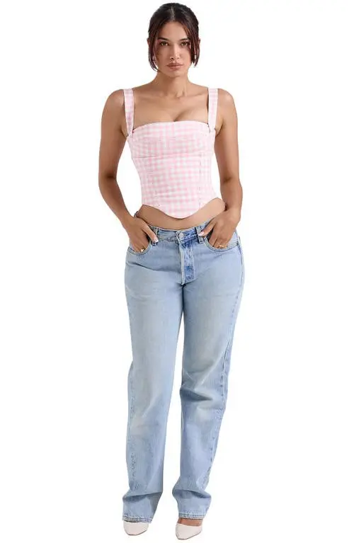 House Of Cb Lottie Gingham Corset Top - Rose Shadow