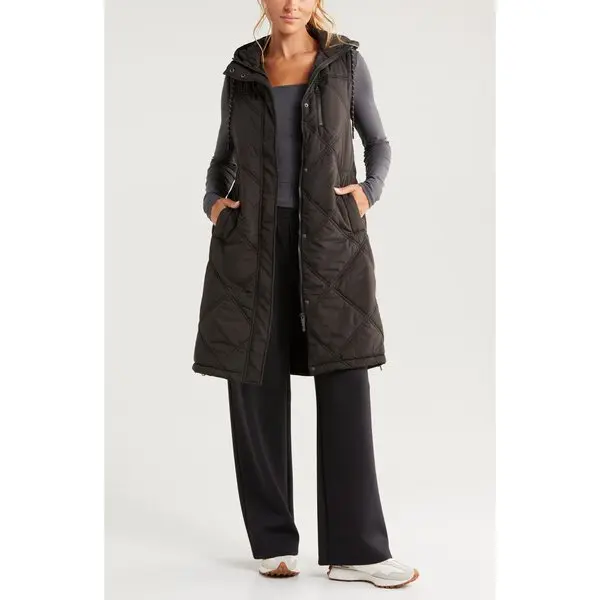 Zella Long Hooded Puffer Vest