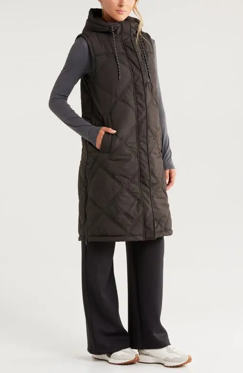 Zella Long Hooded Puffer Vest
