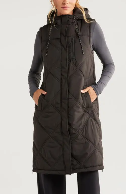Zella Long Hooded Puffer Vest