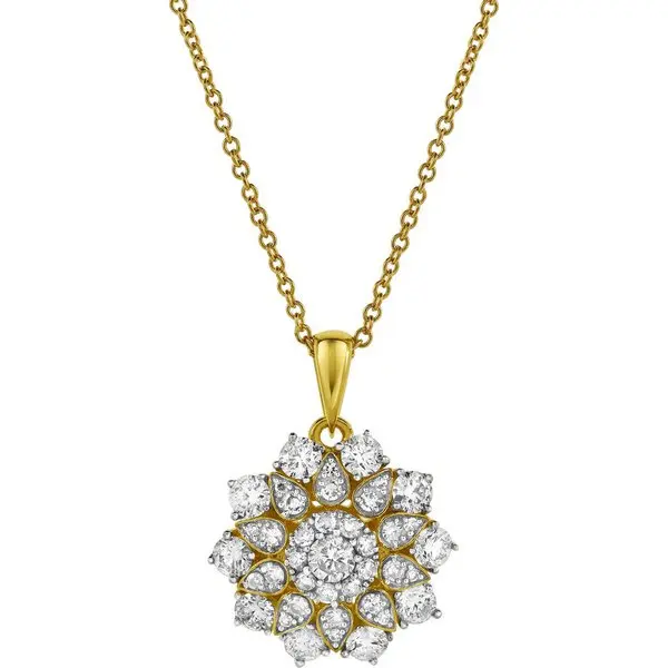 LUVMYJEWELRY Flower Of Life Diamond Pendant - 10k Yellow Gold
