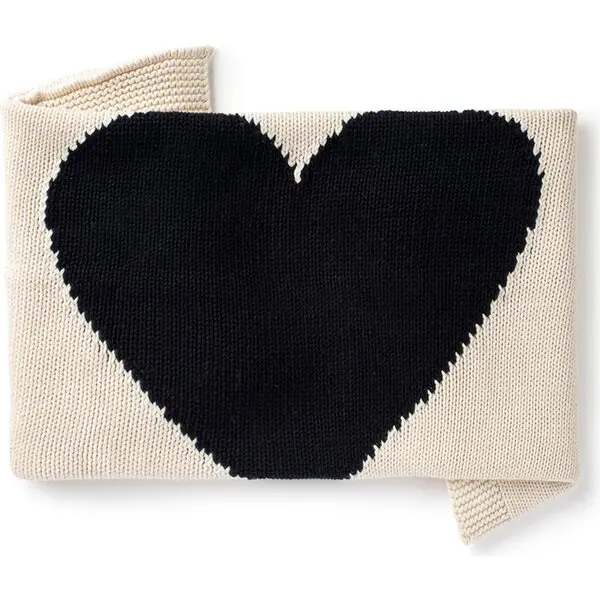 DOMANI HOME Heart Knit Baby Blanket - Black/ Natural