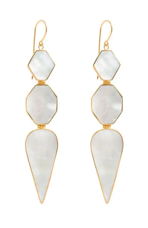 FREYA ROSE Warrioress Mother Of Pearl Dangle Earrings - Gold