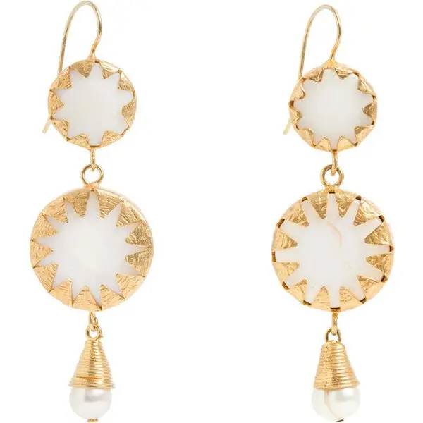 FREYA ROSE Warrioress Medallion Drop Earrings - Gold