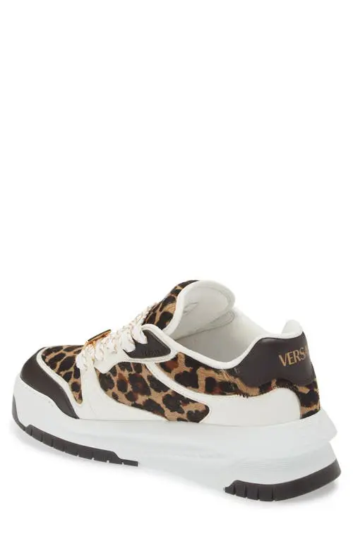 Versace Odissea Leopard Print Calf Hair Sneakers