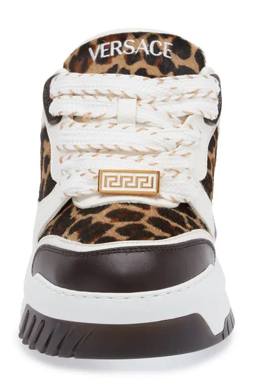Versace Odissea Leopard Print Calf Hair Sneakers