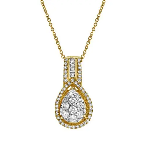 LUVMYJEWELRY Aurora Pear Diamond Pendant - 10k Yellow Gold