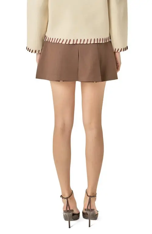English Factory Pleated Twill Skort - Chocolate