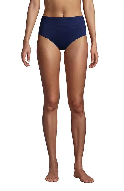 LANDS' END High Waisted Bikini Bottom - Deep Sea Navy