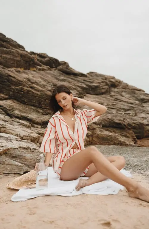 PETAL & PUP Myles Cotton Button-up Shirt & Shorts Set