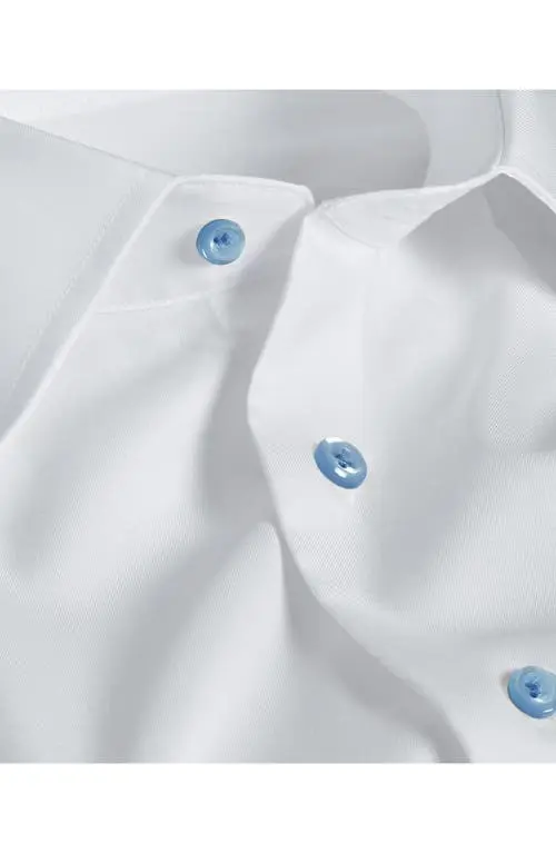 David Donahue Trim Fit Solid Cotton Dress Shirt - White