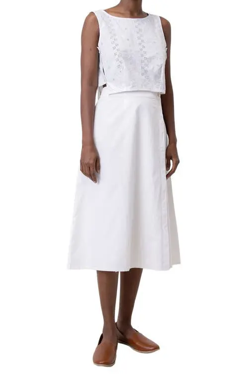 REISTOR Embroidered Crop Top And Wrap Skirt Set - Coconut White