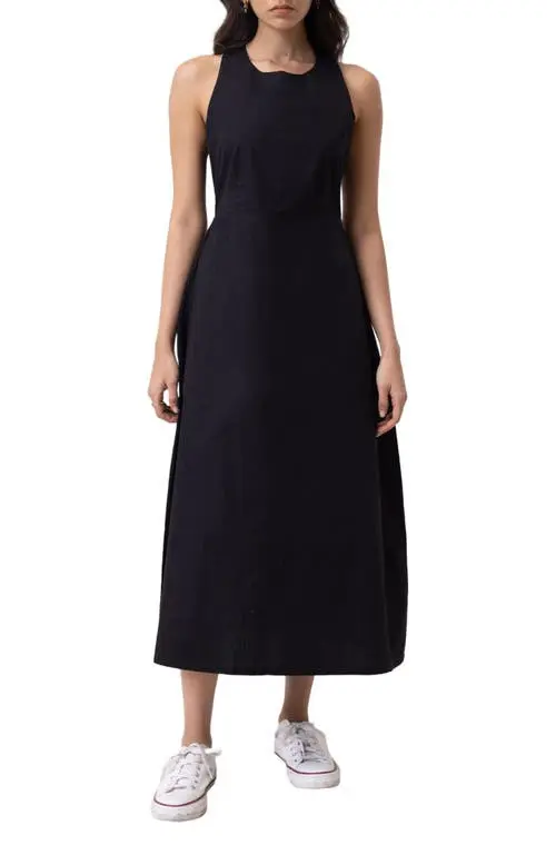 REISTOR Cross-back Midi Dress In Organic Cotton - Black