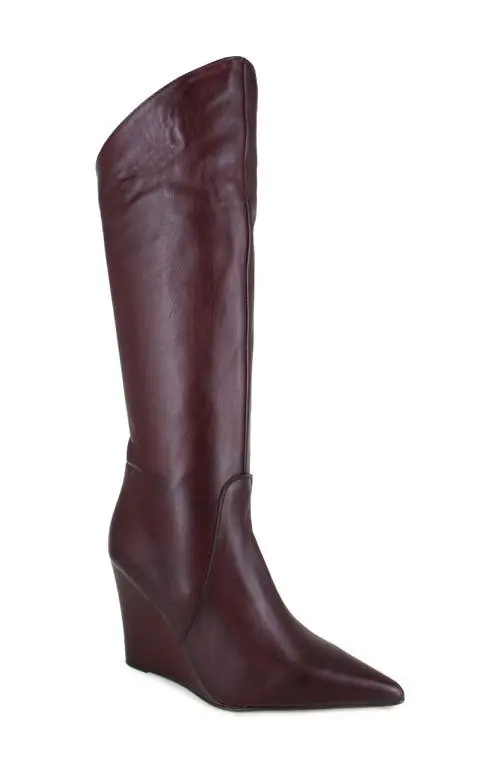 ZIGI Karlin Leather Wedge Boots - Wine Leather