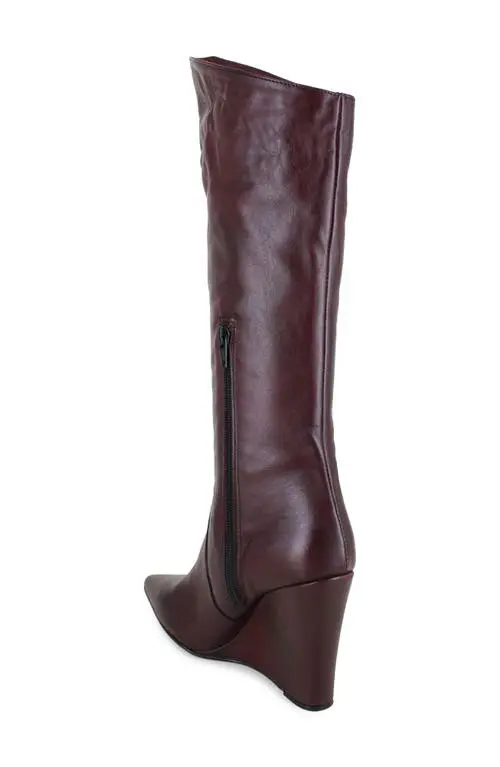ZIGI Karlin Leather Wedge Boots - Wine Leather