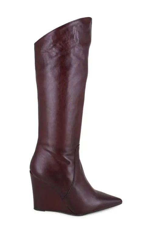ZIGI Karlin Leather Wedge Boots - Wine Leather